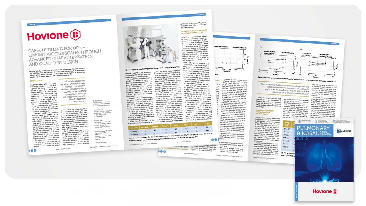 Capsule filling for DPIs - Linking Process scales through advanced characterisation and Quality ...